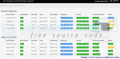 Bus Dispatch And Information System Sourcecodester