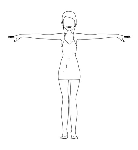 T Pose Toon Girl Empty Face Coloring Page Wecoloringpage Com