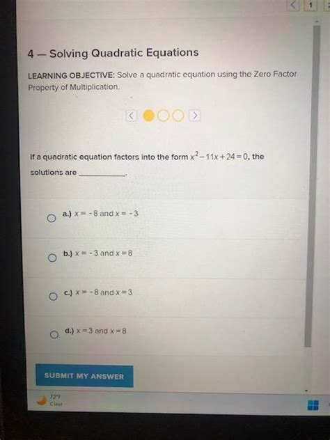 Solved Solving Quadratic Equations LEARNING OBJECTIVE Chegg