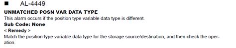 Dx100 Alarm Code 4449 Unmatched Position Variable Data Type Yaskawa Motoman