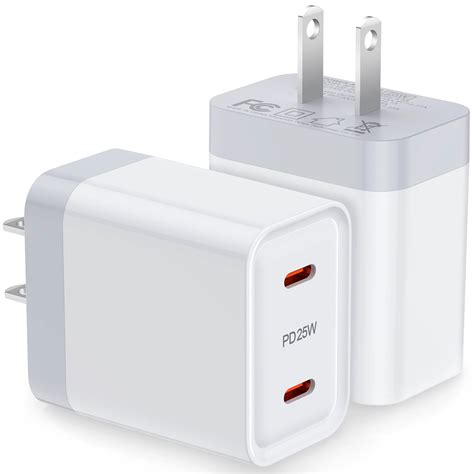 Usb C Block Abcpow 2pack 25w Pd Dual Port Type C Charger Block Usb C Wall Charger Power Adapter