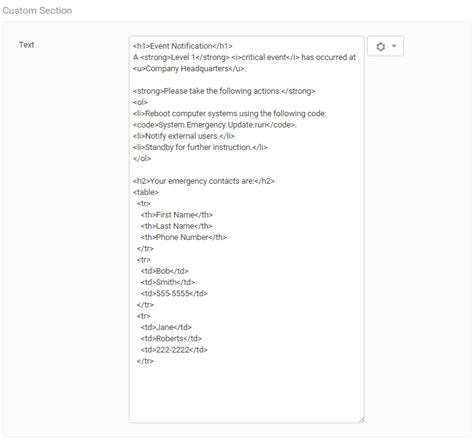HTML In Text Form Properties