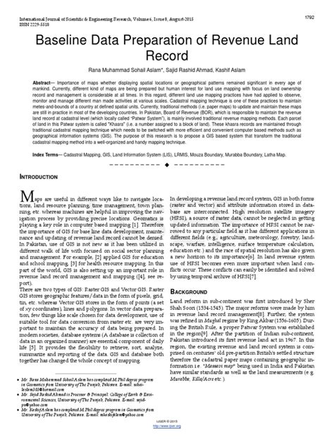 Baseline Data Preparation Of Revenue Land Record Ijsander 2015 Pdf Baseline Data Preparation Of Revenue Land Record Ijsander 2015 Pdf