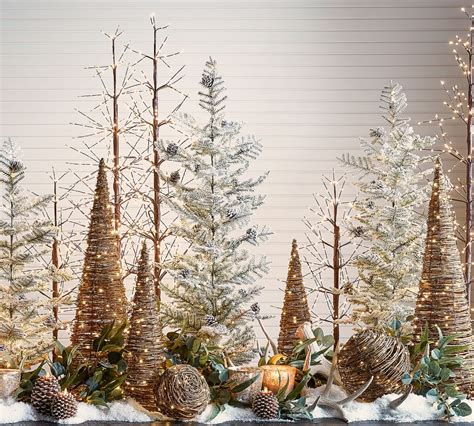 Pre Lit Twinkling Twig Trees Pottery Barn