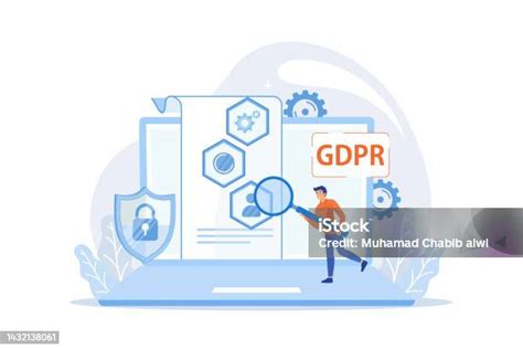 Gdpr 및 사이버 보안 기밀 데이터베이스 일반 데이터 보호 규정 개인 정보 제어 브라우저 쿠키 권한 개념 플랫 벡터 현대