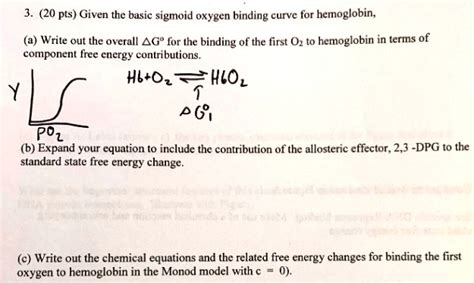 Solved 3 20 Pts Given The Basic Sigmoid Oxygen Binding