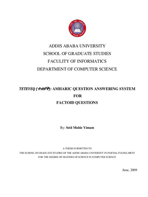 Fillable Online A Web Based Amharic Question Answering System For