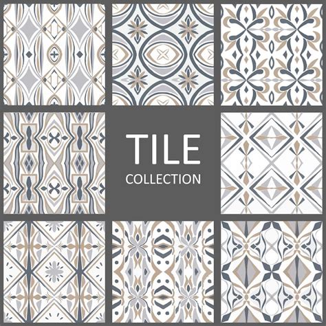 Premium Vector Tile Seamless Pattern Collection Design With Colourful Motifs Vector