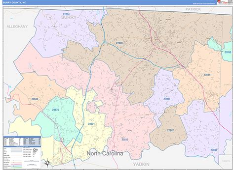 Surry County Nc Wall Map Color Cast Style By Marketmaps Mapsales