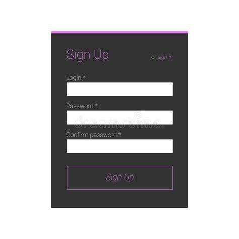 Flat Sign Up Form For Your Web Site Grayscale With Pink Accent Stock