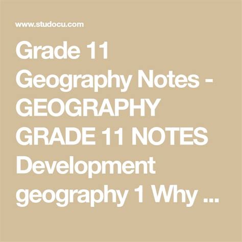 Geography Grade 11 Development Notes