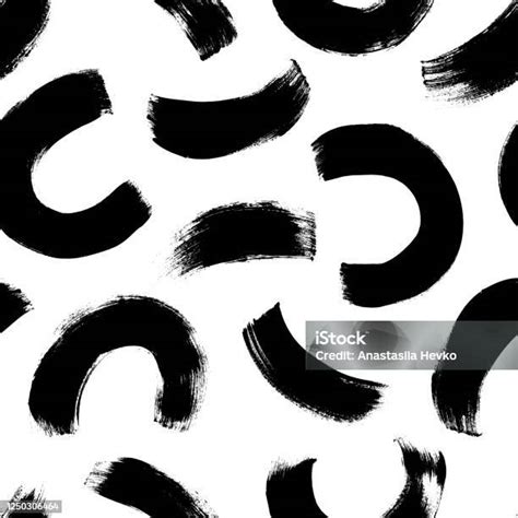 세미서클 브러쉬 스트로크 벡터 원활한 패턴 블랙 페인트 프리핸드 낙서 물결 모양의 라인 드라이 브러시 스트로크 텍스처 거친에 대한 스톡 벡터 아트 및 기타 이미지 Istock