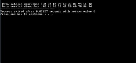 Program Mengurutkan Data Angka Dengan Dev C