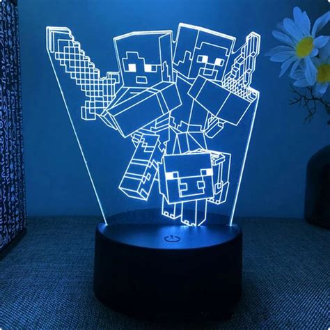Lámpara De Diseño Steve Minecraft 7 Colores Darutoys