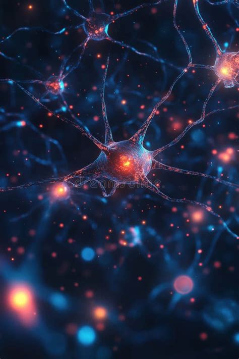 Neurons And Synapses In Neural Network Glowing Connections Blue And
