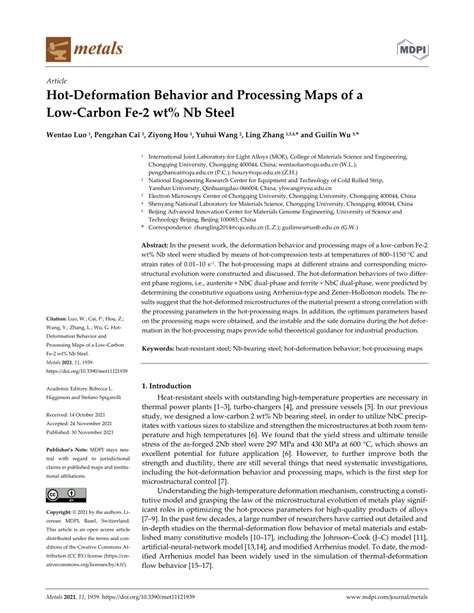 Pdf Hot Deformation Behavior And Processing Maps Of A Low Carbon Fe 2 Wt Nb Steel