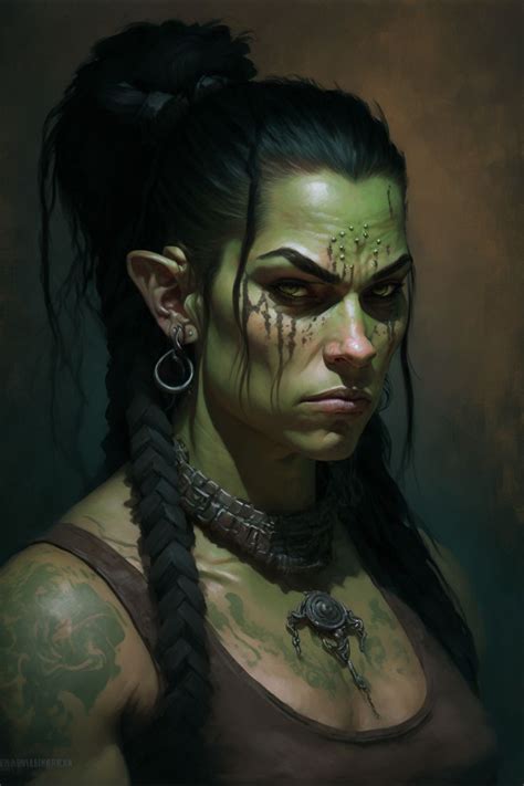 Cyberpunkfemaleorc01 Portraits De Personnages Orc Femme Donjons