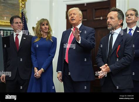 President Donald Trump Speaks As Michael Dell Left His Wife Susan