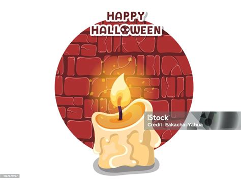 즐거운 할로윈 보내세요 촛불 불타는 아이콘 촛대 기호입니다 인사말 카드 파티 초대장 색상 배경 벡터 일러스트레이션 갈색에 대한 스톡 벡터 아트 및 기타 이미지 Istock