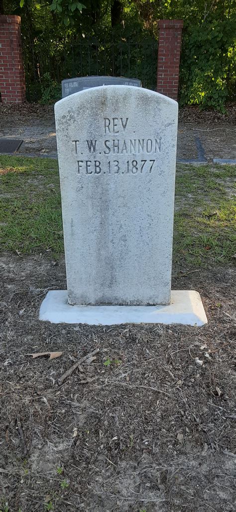 Rev T W Shannon 1877 1955 Find A Grave Memorial