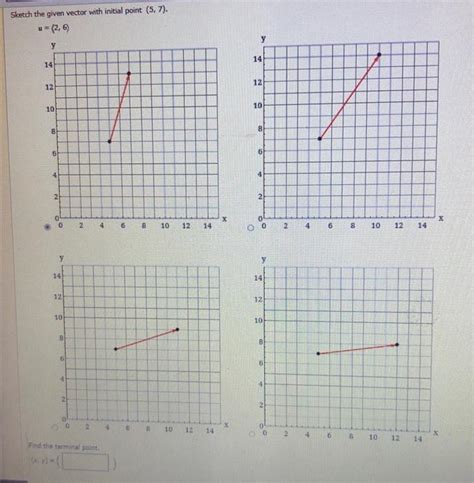 solved sketch the given vector with initial point 5 7