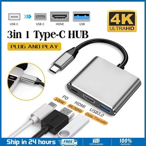 USB C To HDMI Adapter 3 In 1 Type C OTG Hub Type C Adapter To HDMI USB PD Hub Converter