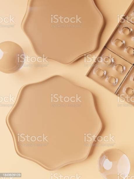 3d 렌더링 기하학적 또는 추상 모양 아크릴 유리 플레이트 제품 디스플레이 배경 여름 헬스케어 및 스킨 케어 제품 3차원 형태에