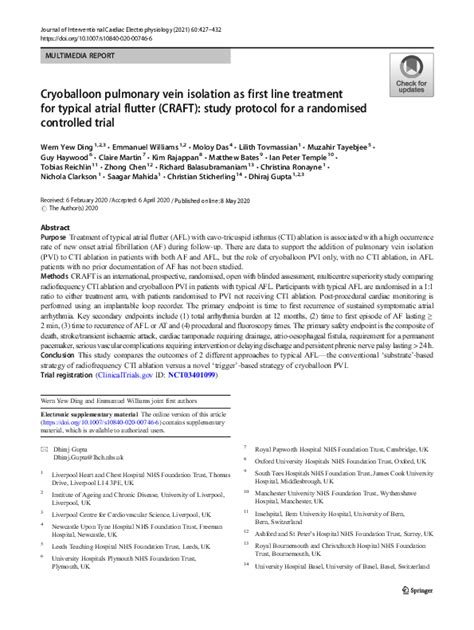 Pdf Cryoballoon Pulmonary Vein Isolation As First Line Treatment For Typical Atrial Flutter