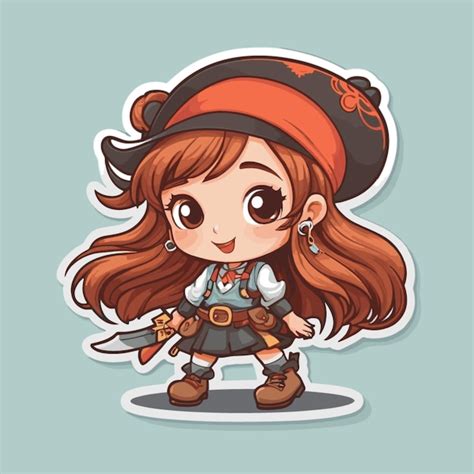 Premium Vector Pirate Girl Cartoon Vector