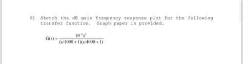 Solved Sketch The Db Gain Frequency Response Plot For The
