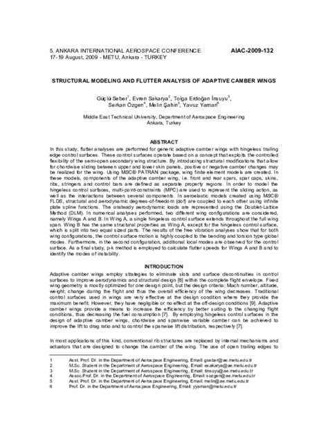 Pdf Structural Modeling And Flutter Analysis Of Adaptive Camber Wings Serkan Özgen