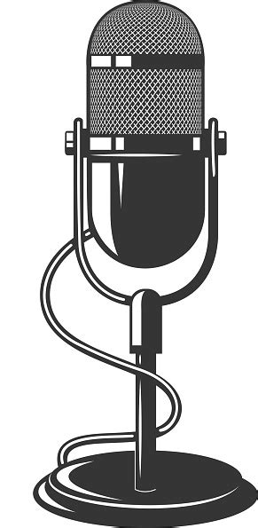 흰색 배경에 격리 된 복고풍 마이크의 그림입니다 포스터 카드 배너 라벨 기호 배지 티셔츠용 디자인 요소 벡터 일러스트레이션 마이크에 대한 스톡 벡터 아트 및 기타 이미지