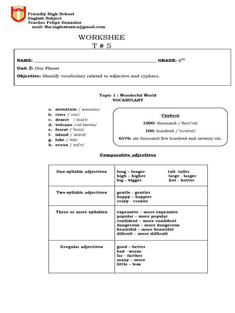 Worksheet Sexto Basico 5 Pdf English Language Linguistics