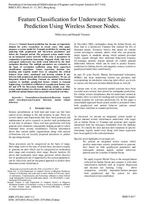 Pdf Feature Classification For Underwater Seismic Prediction Using