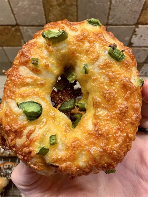 Homemade Jalapeño Cheddar Bagels Food