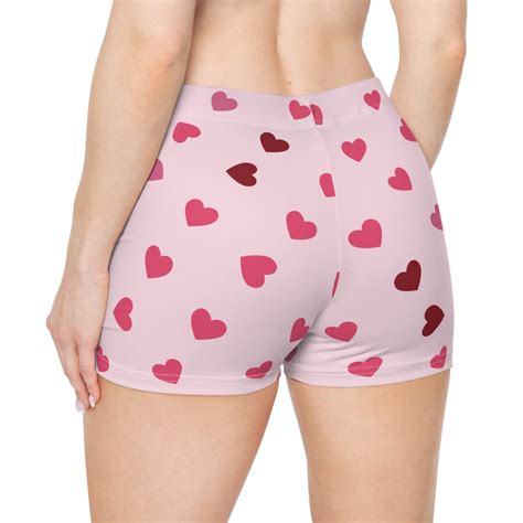 Pink Booty Shorts Heart Pattern Booty Shorts Cute Pink Valentines Day