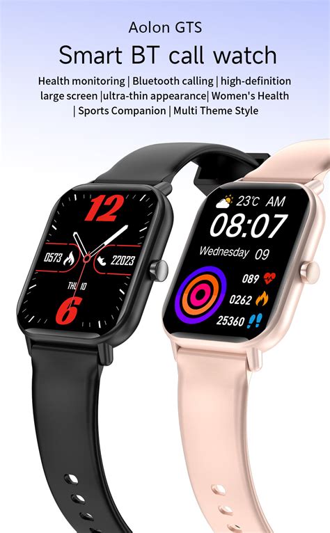 Aolon Gts Smart Watch Waterproof Original Fitness Sports Bluetooth Call Change Wallpaper