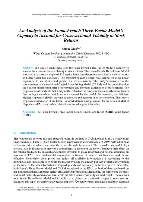 Pdf An Analysis Of The Fama French Three Factor Models Capacity To