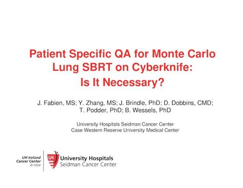 Pdf Patient Specific Qa For Monte Carlo Lung Sbrt On Chapteraapm