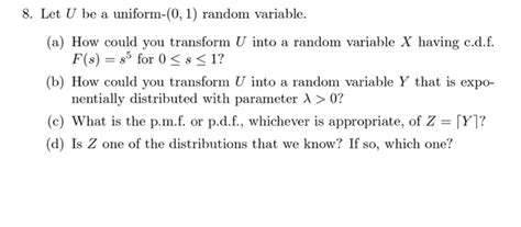 solved let u be a uniform 0 1 random variable a how