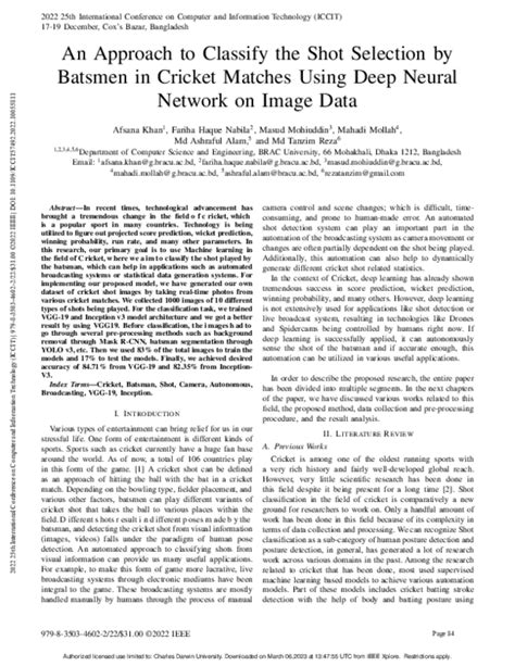 Pdf An Approach To Classify The Shot Selection By Batsmen In Cricket Matches Using Deep Neural