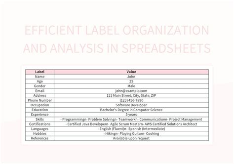 efficient label organization and analysis in spreadsheets excel