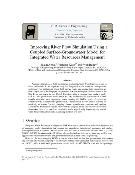 Pdf Improving River Flow Simulation Using A Coupled Surface Groundwater Model For Integrated