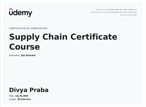 Divya Praba On Linkedin Successfully Completed A Certificate Course On Supply Chain From Udemy