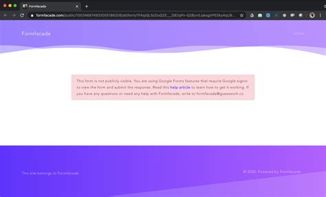 formfacade form is not publicly visible how can i fix this