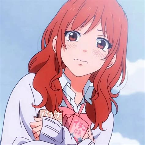 Anime Girl With Curly Red Hair And Brown Eyes