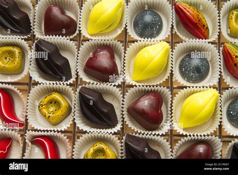 Assortment Of Multi Colored Exquisite Chocolates Candy Chocolate Stock