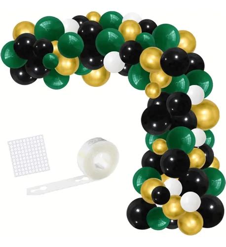 Arco De Guirnalda De Globos Verde Esmeralda Y Dorado Negro Envío Gratis