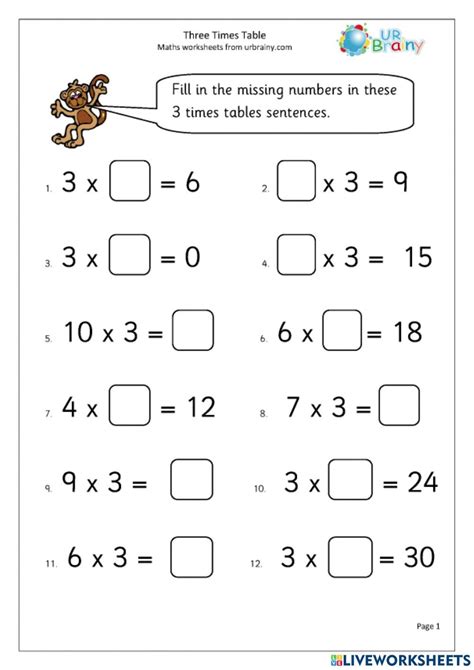 3 times table exercise artofit