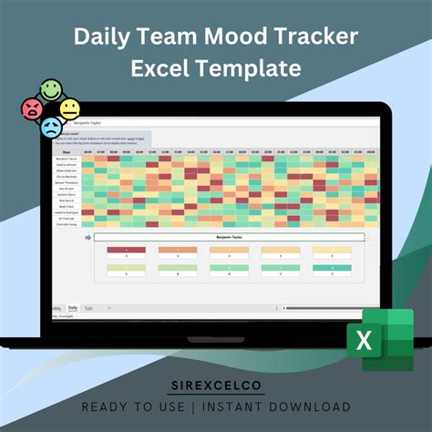 Team Mood Tracker Excel Template Track Analyze Teams Monthly
